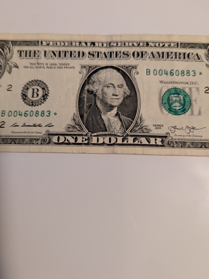 RARE ERROR FW 2013 B $1.00 STAR NOTE, LOW SERIAL NUMBER WITH TWO PAIR ...