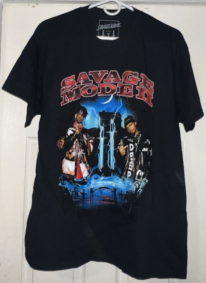 Savage Mode II 21 Savage Metro Boomin Black Mens Size Large Rap T-Shirt ...