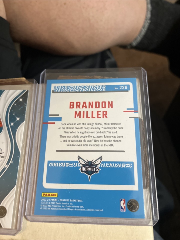 2023-24 Panini RR Brandon Miller Rookie Card RC Base #226 Hornets ...