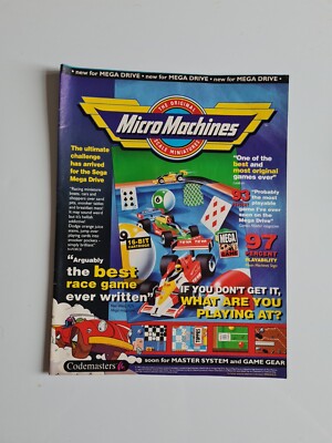 Micro Machines Sega Megadrive Master System GAME ADVERT GAME POSTER ART ...