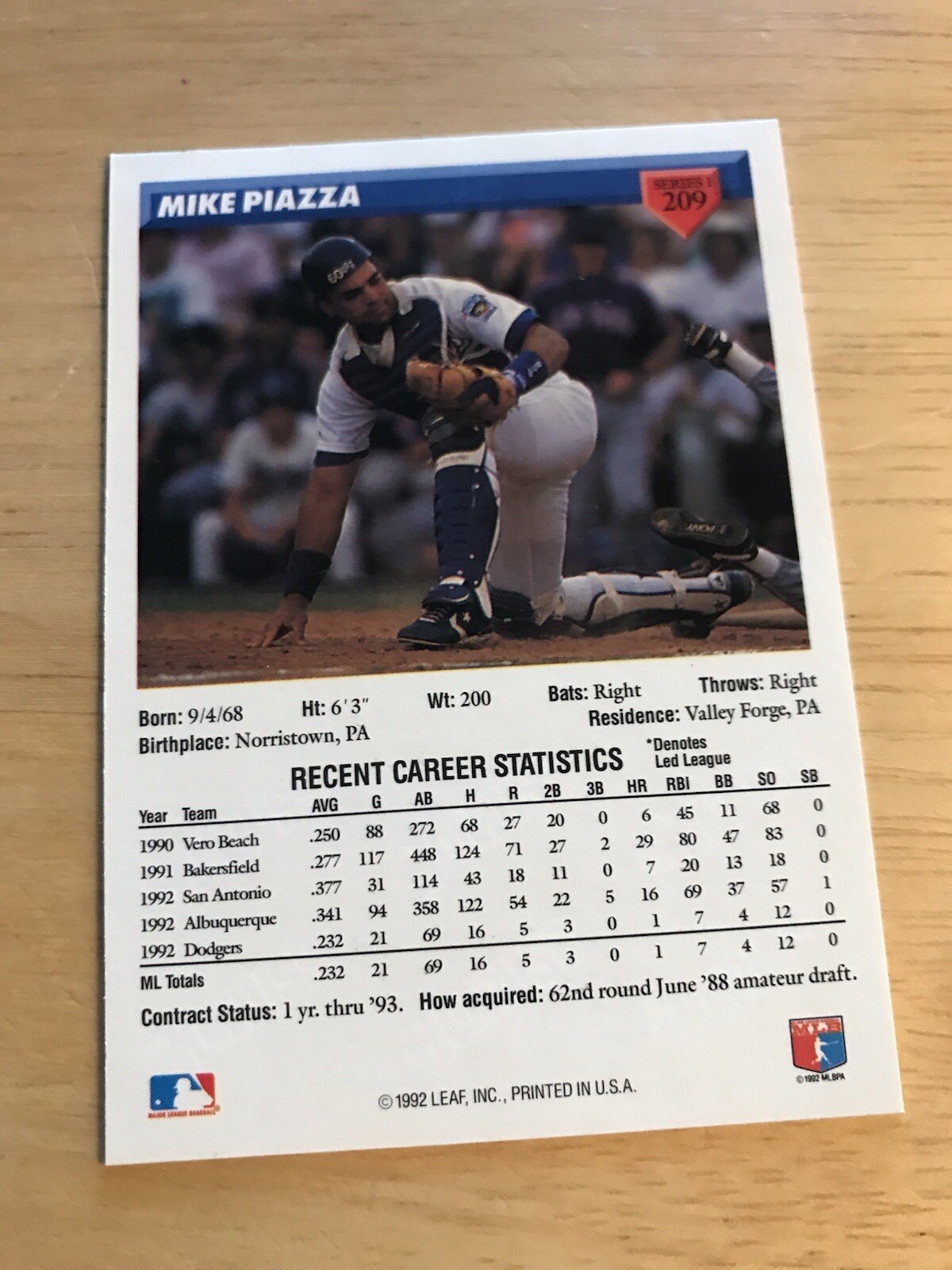 1993 Donruss Mike Piazza rookie card New York Mets LA Dodgers 1.00 ...