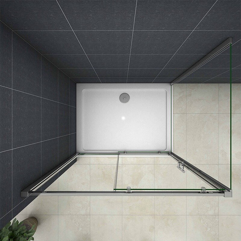 Sliding Shower Enclosure Walk In Shower Door+Side Panel+StoneTray Glass ...