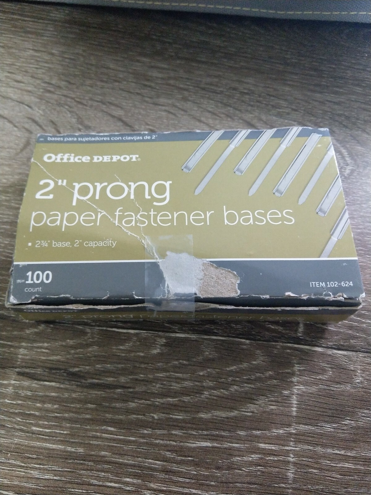 Office Depot Brand Paper Fastener Bases, 2 3/4" Base, 2" Prongs, Box Of ...