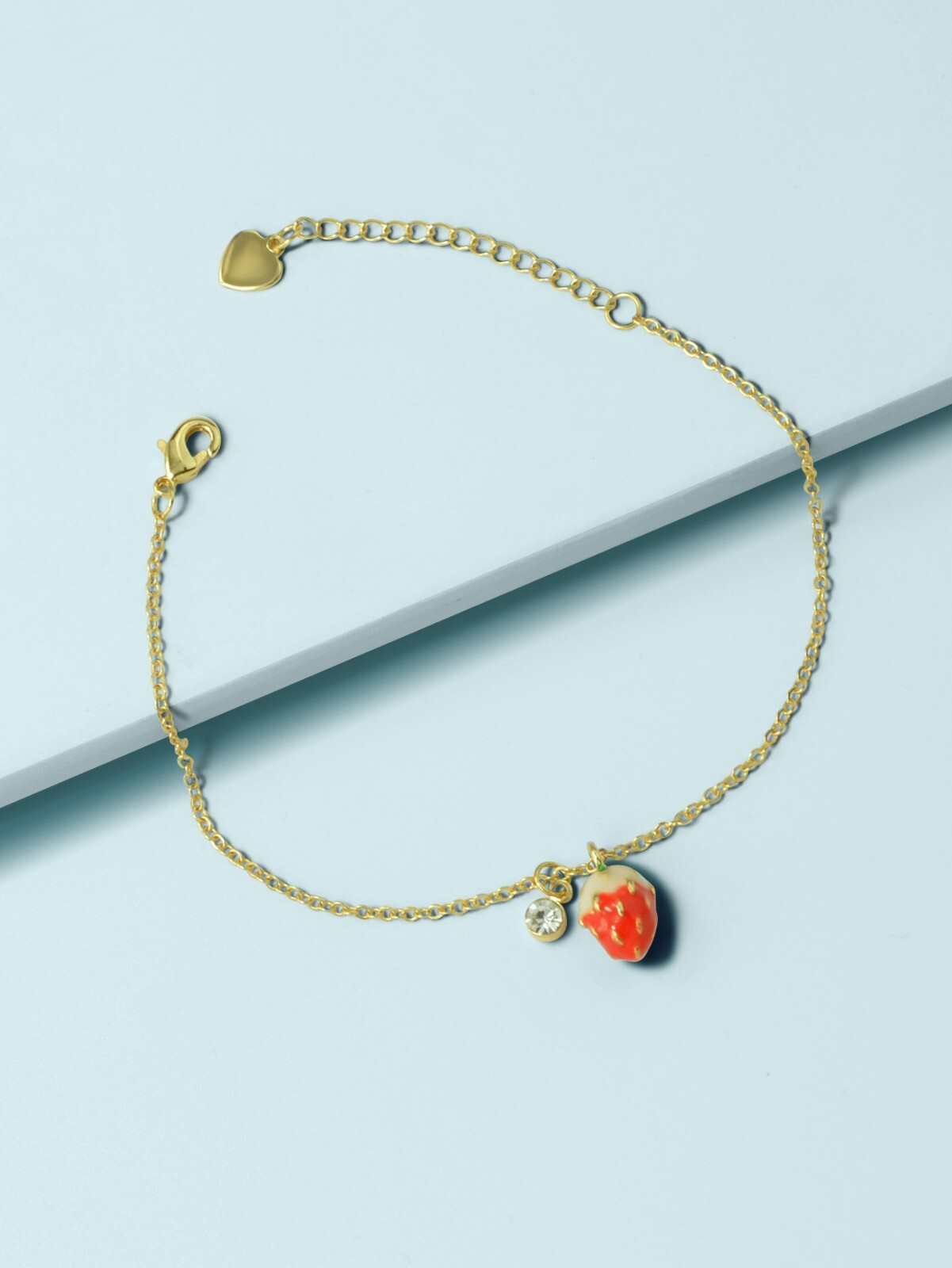 Y2k Style Cute Red Strawberry Rhinestone Heart Pendant Thin Gold Chain ...