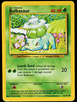 Pokemon TCG - Base Set - Bulbasaur - 44/102 - Common - Regular LP/NM | eBay