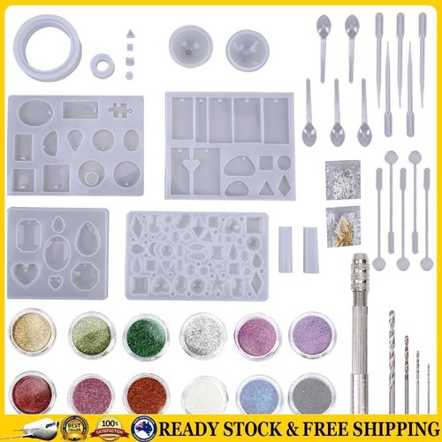 Epoxy Resin Molds 143 Pack DIY Silicone Resin Jewelry Making and Tool ...