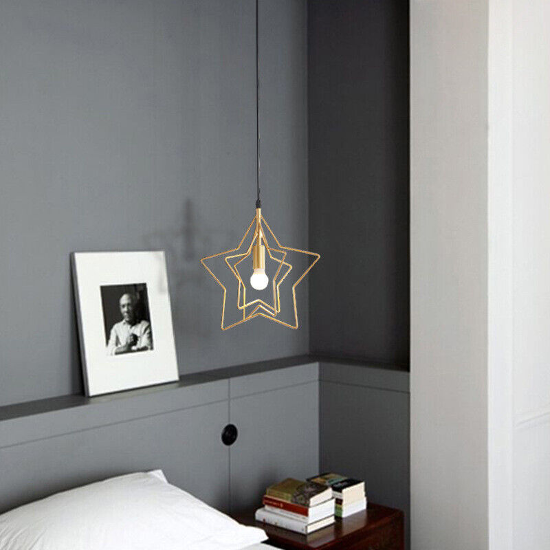 Nordic Gold Chandelier Ceiling Light Kids Room Pendant Lamp Star Shape ...