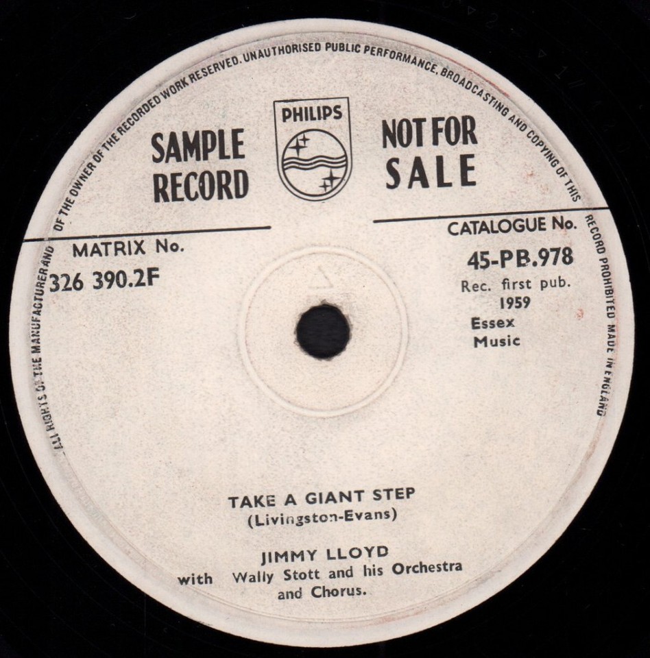 Jimmy Lloyd That's Why I Dream 7" Vinyl UK Philips 1959 Sample Record ...