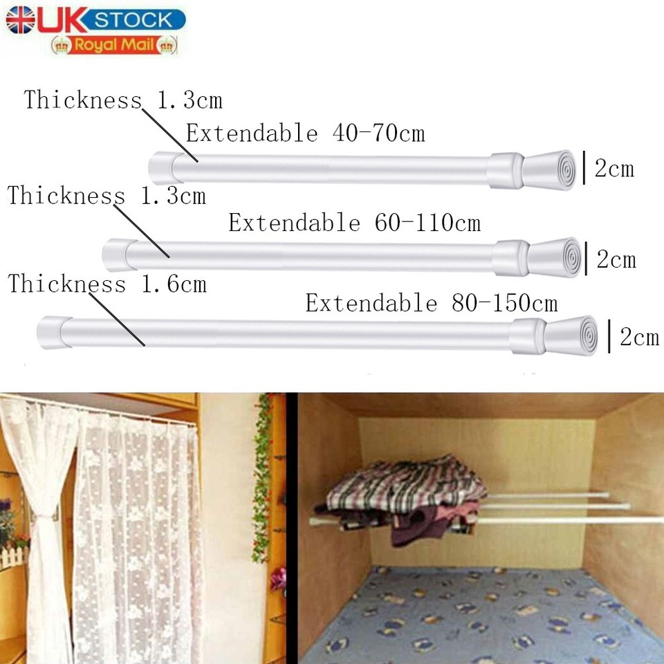 Extendable Spring Rods Loaded Telescopic Net Voile Tension Curtain Rail ...