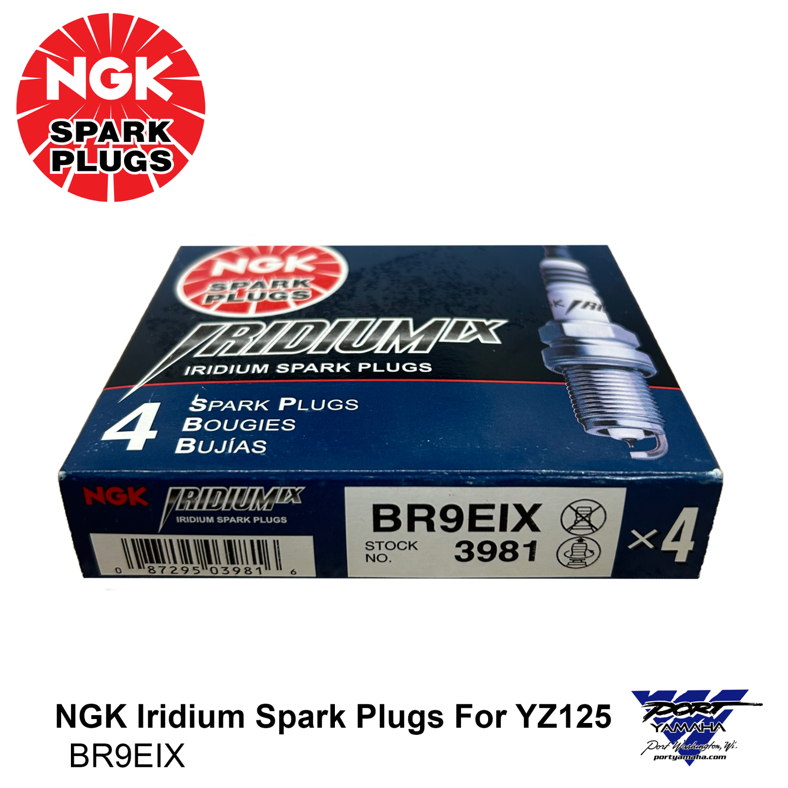 1982-2024 Yamaha YZ125 Iridium NGK Spark Plugs BR9EIX 4 Pack YZ 125 YZ ...