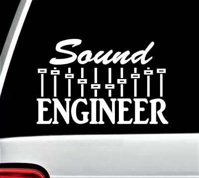 Sound Engineer Decal Sticker Music Mixer DJ Amplifier Drums Guitar Bass ...