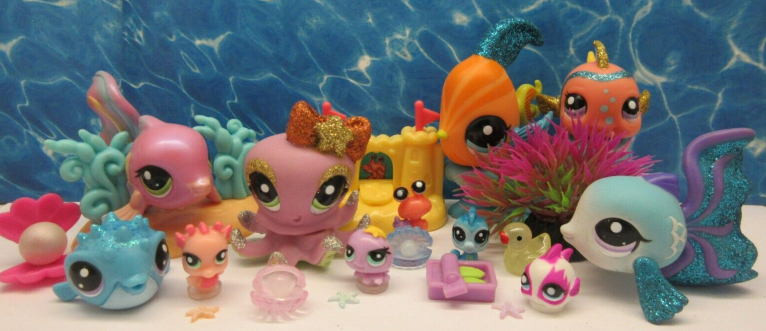 LITTLEST PET SHOP #17 1814 2129 2140 2353 2479 GLITTER SHIMMER FISH ...