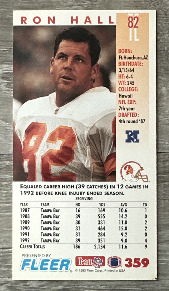 1993 GameDay Football Card #359 Ron Hall | eBay