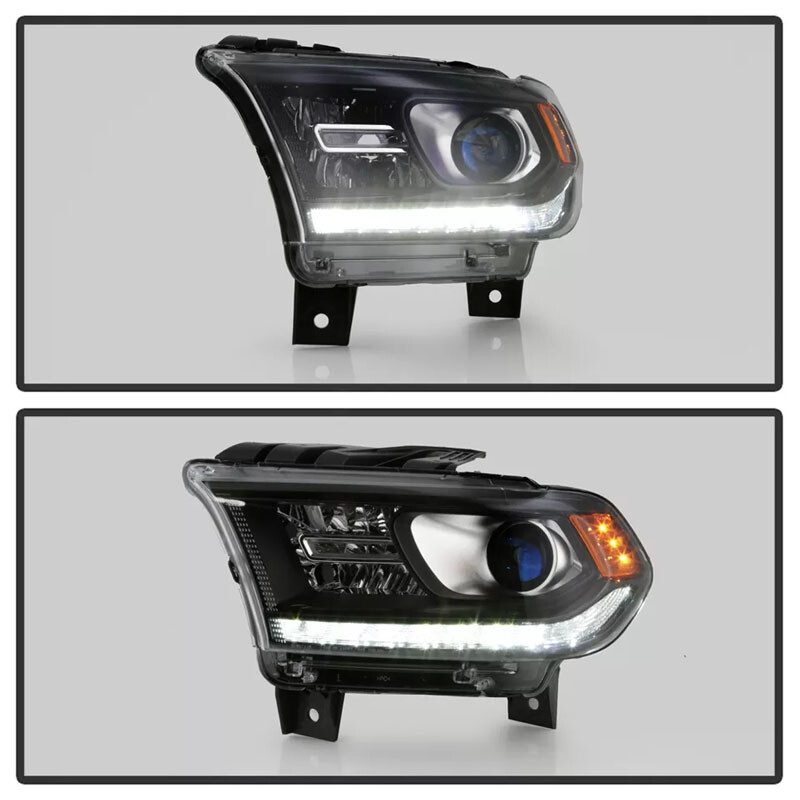 2PCS Black Halogen w/ LED DRL Headlights For 2016-2020 Dodge Durango ...