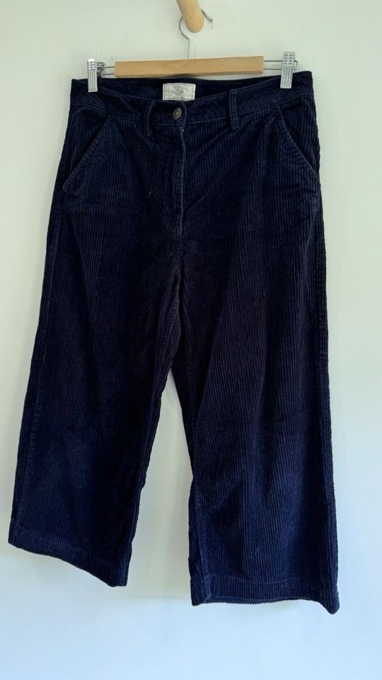 Fatface Wide Leg Corduroy Trousers UK 10 Crop Ankle Crop Navy Cords | eBay