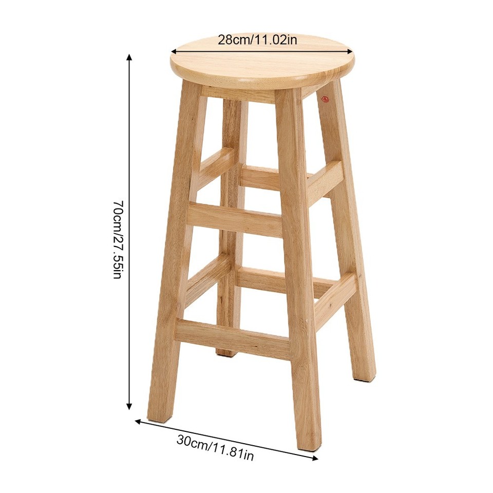 Solid Wood Bar Stool Round Stool 30x30cm Seat Modern Kitchen Breakfast ...