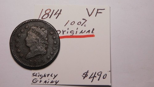 BEAT THIS !! 1814 CLASSIC HEAD LARGE CENT V.F. SIGHTLY GRAINY - ONLY ...