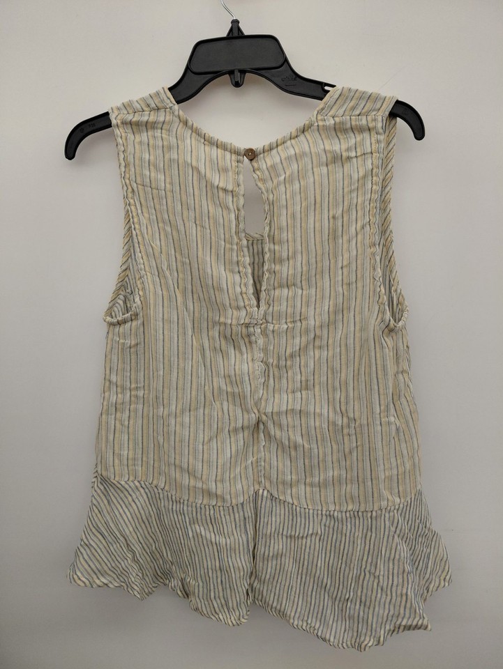 Free People Women's Annabelle Striped Ruffle Hem Yellow/Blue Size XS ...