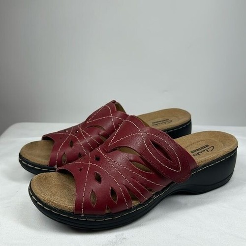 Clark’s Collection | Women’s 7M Red Slide Sandals Leather Cutout | eBay