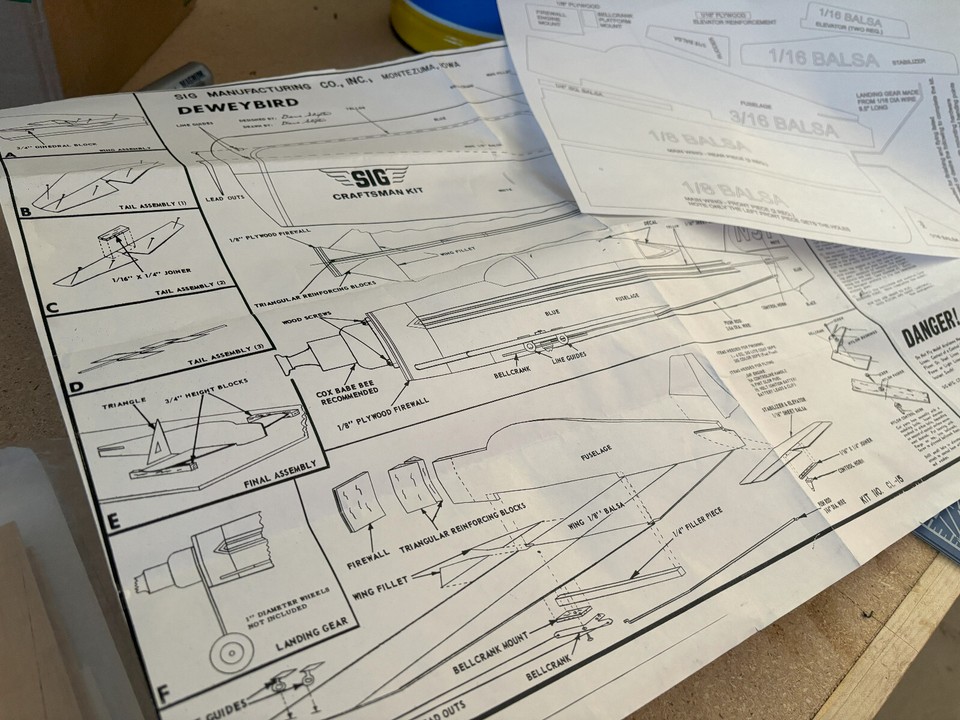 CL Model Airplane Plans & Templates SIG DEWEYBIRD 22½" Wingspan for ...