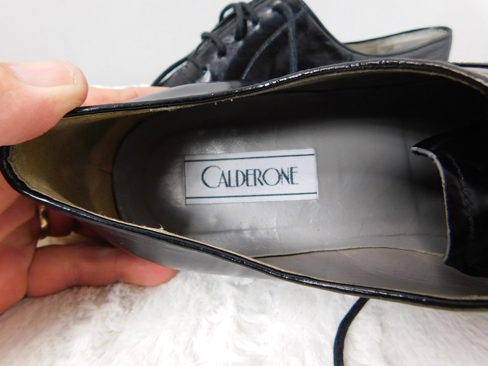 Beautiful Black Cap Toe Oxford Shoes Hand Made in Italy Calderone Size ...