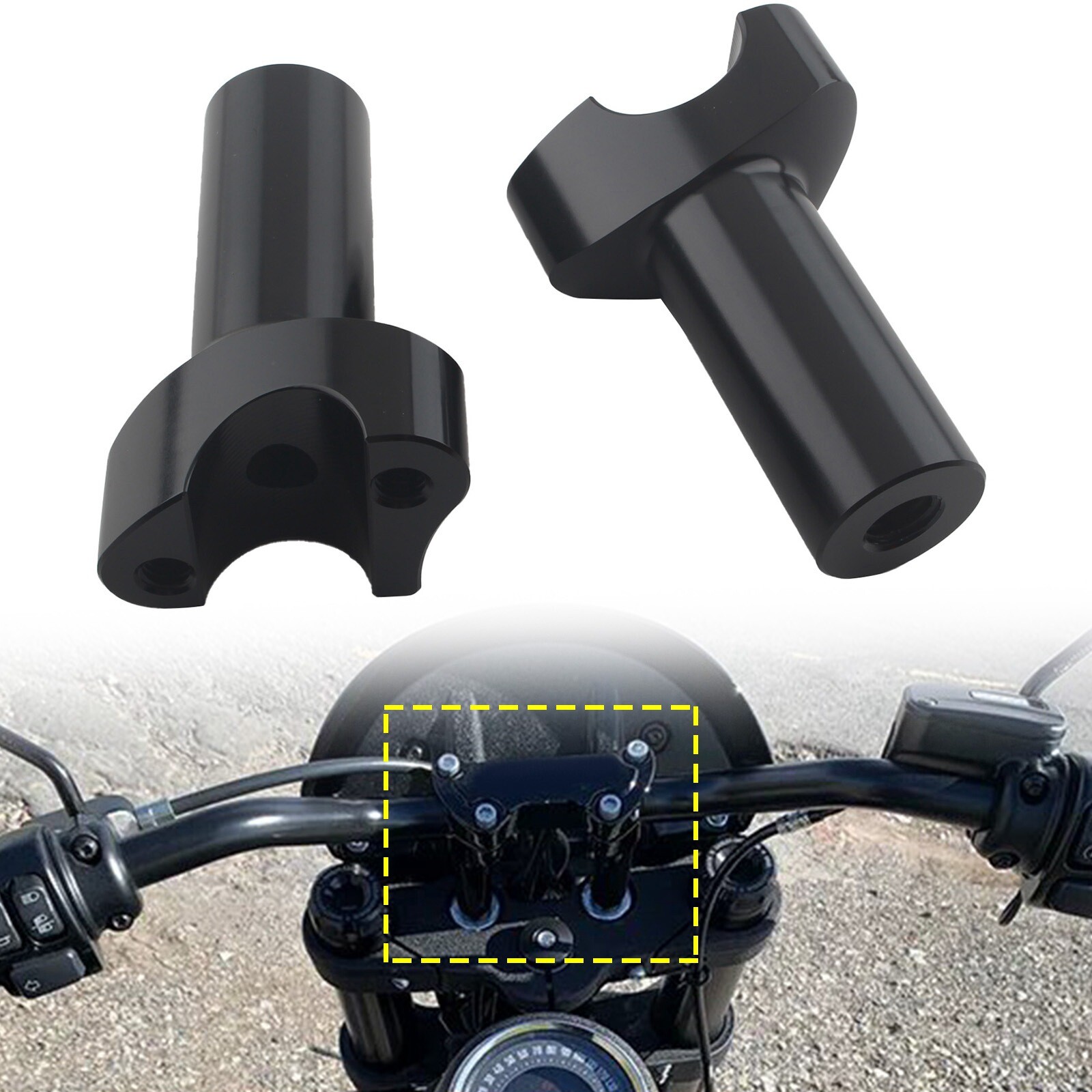 Black 3.5" Straight Handlebar Risers For Harley Softail Dyna Street Bob ...