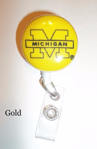 University of Michigan U of M Retractable ID Name Badge Holder Reel ...