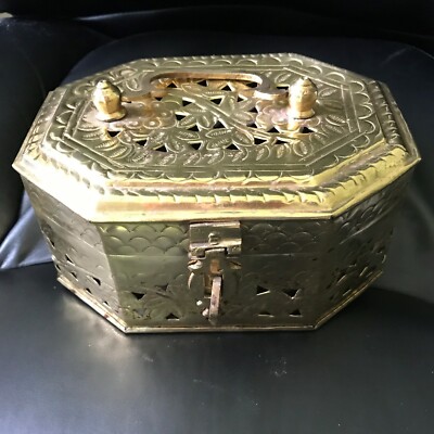 Ornate Brass 8 Sided Box / Purse - Ex | eBay