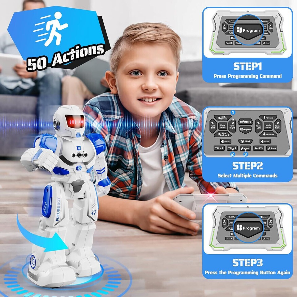 Robot Toys for Kids, Remote Control Robot with Programmble Walking ...