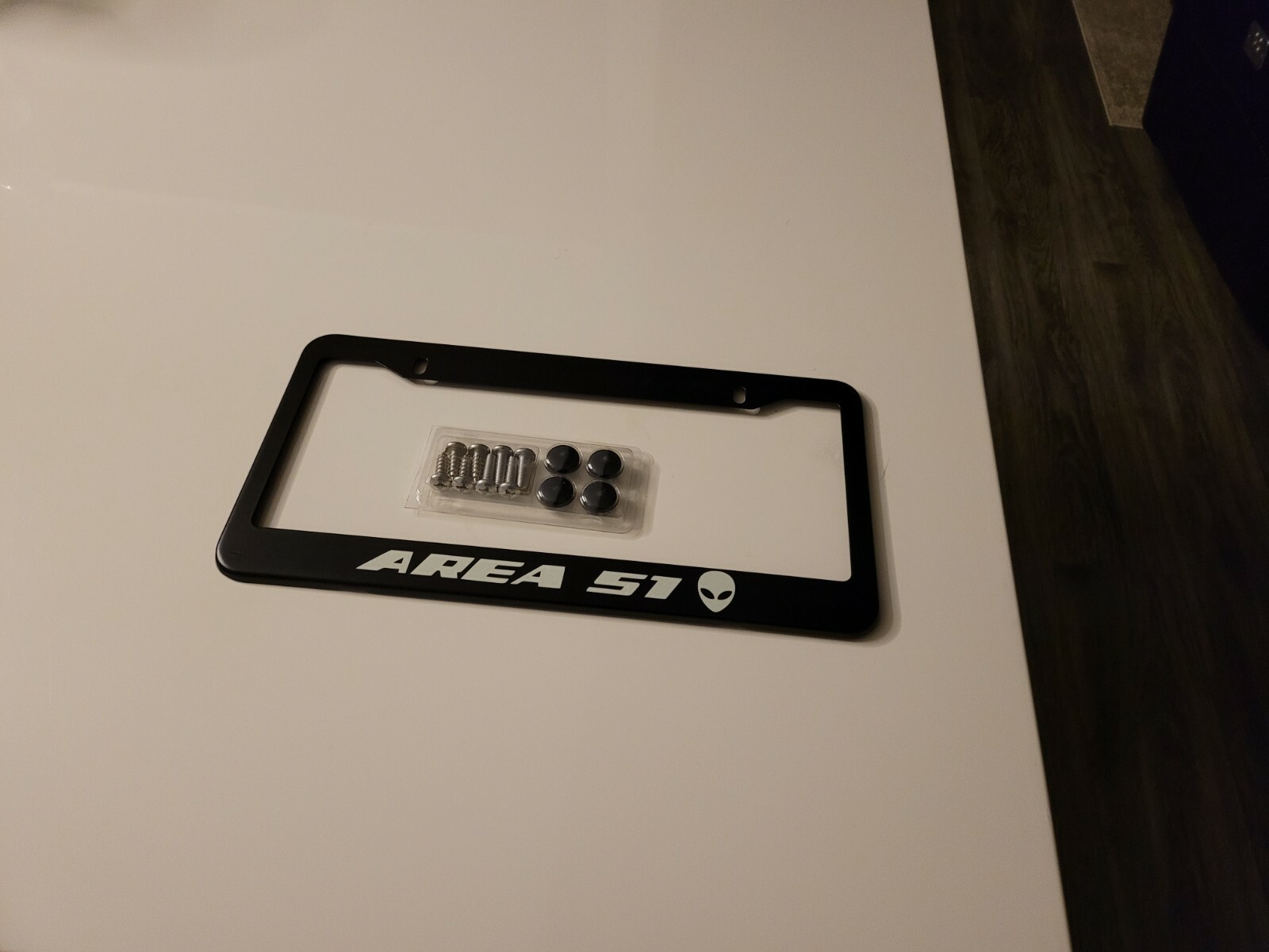 Glowing Area 51 Alien UFO License Plate Frame Stainless Steel Rust Free ...