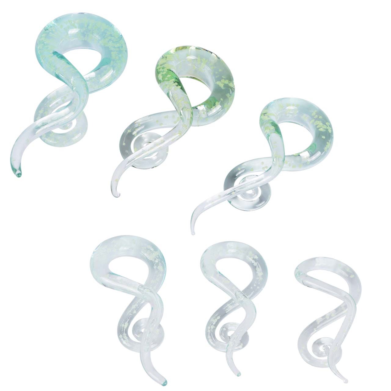 2pcs Pyrex Glass Hand Made Ear Plugs Tunnel Ear Spiral Taper Earring ...