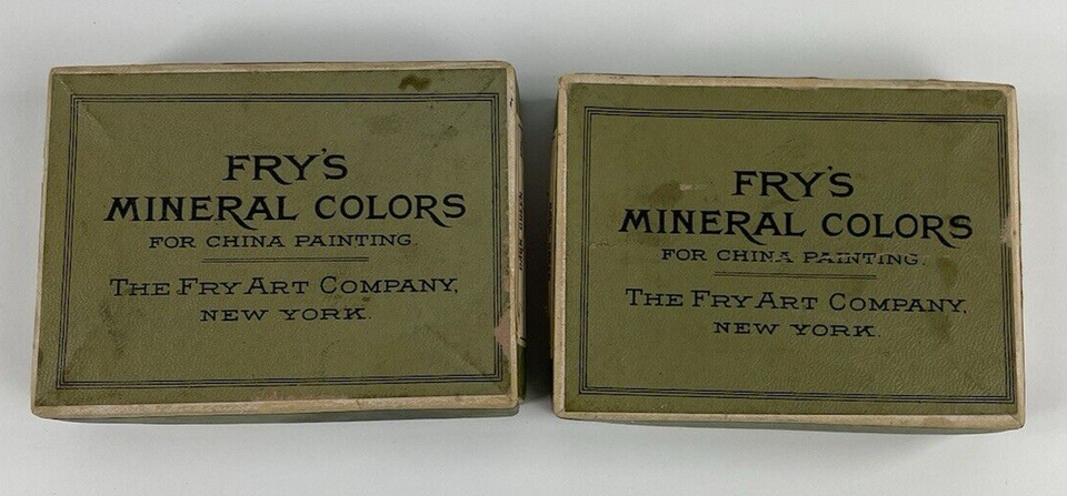 Antique Fry's Mineral Powder Glass Vials 2 Boxes 12 Colors Paint Powder ...