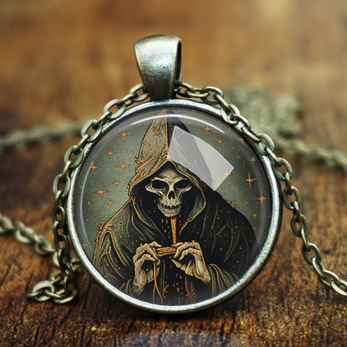 Skull pendant Memento Mori necklace Occult necklaces Wiccan Pagan ...