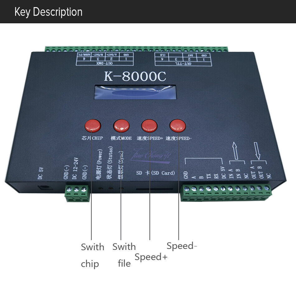 K1000C K4000C K8000C led controller programmable DMX/SPI WS2812B WS2811 ...