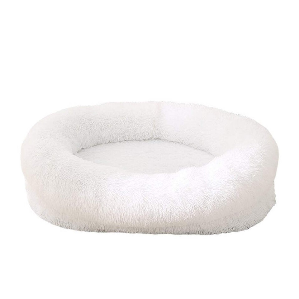 Fluffy Oval-Shaped Pet Bed - Snow White | eBay
