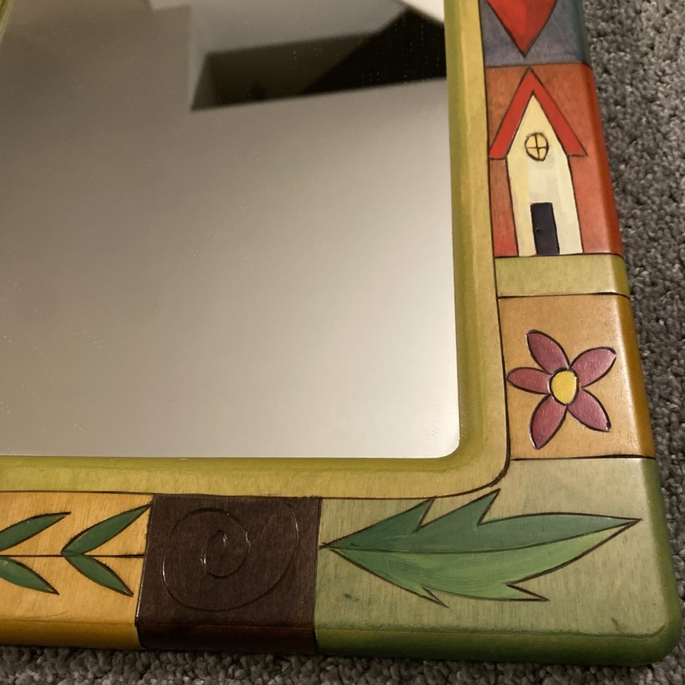 Sticks Sarah Grant Folk Art Mirror Frame Come Home Love Sun Moon Decor ...