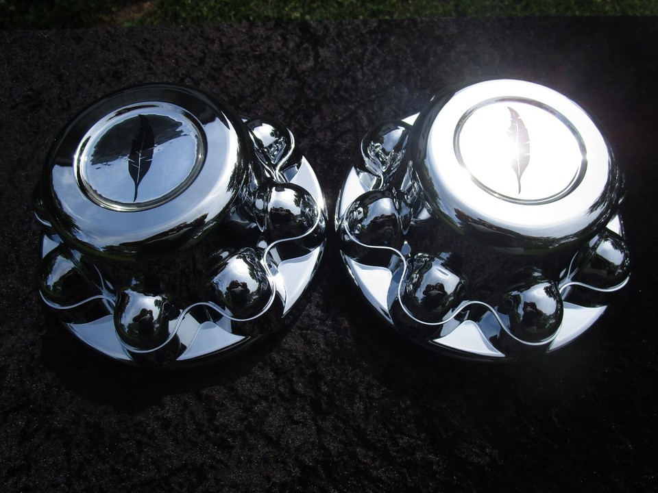 Featherlite 8 Lug 6.5" w/ 7/8" Lug Nut Trailer Chrome Hubcap Set of Two ...