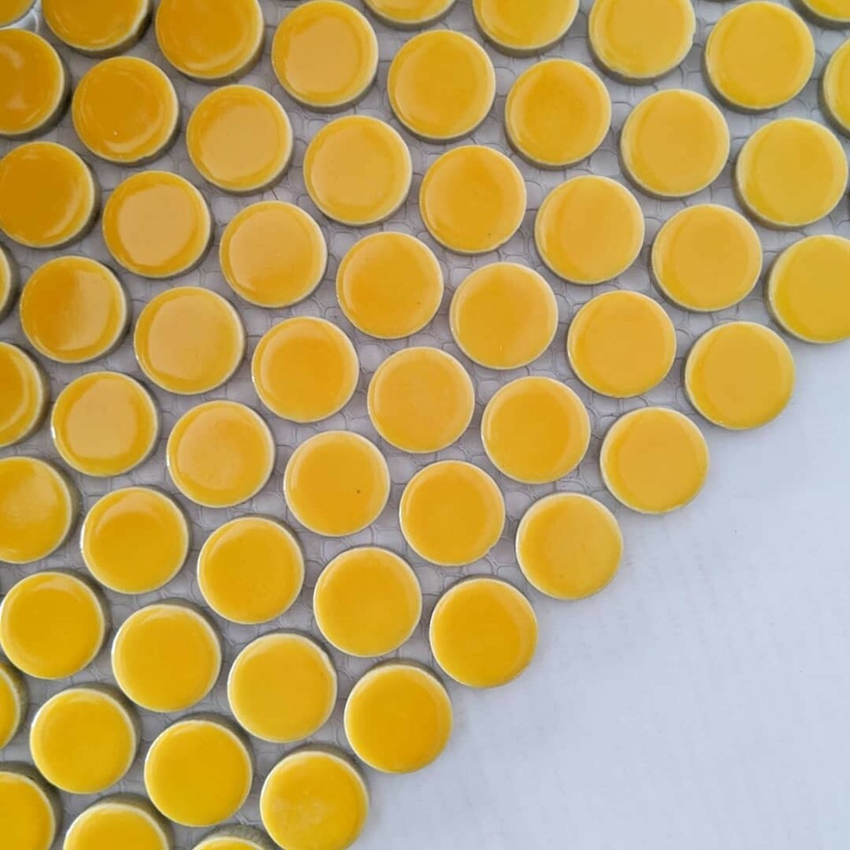 15 Sheets Yellow Penny Round Mosaic Wall Floor Tile | eBay