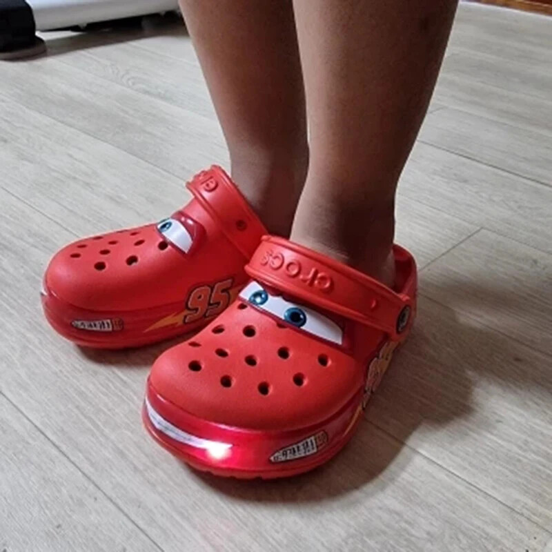 NEW Kid’s LIGHT-UP Lightning McQueen NWT Kid Shoe Clog Disney C9-J3 ...
