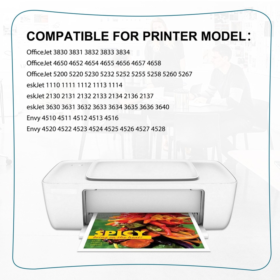 63 XL Ink Cartridge for HP officejet 3830 4650 5258 5255 Envy 4512 4516 ...