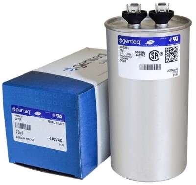 70 uf MFD 440 volt VAC GE Genteq CAPCOM Round Run Capacitor C470R ...