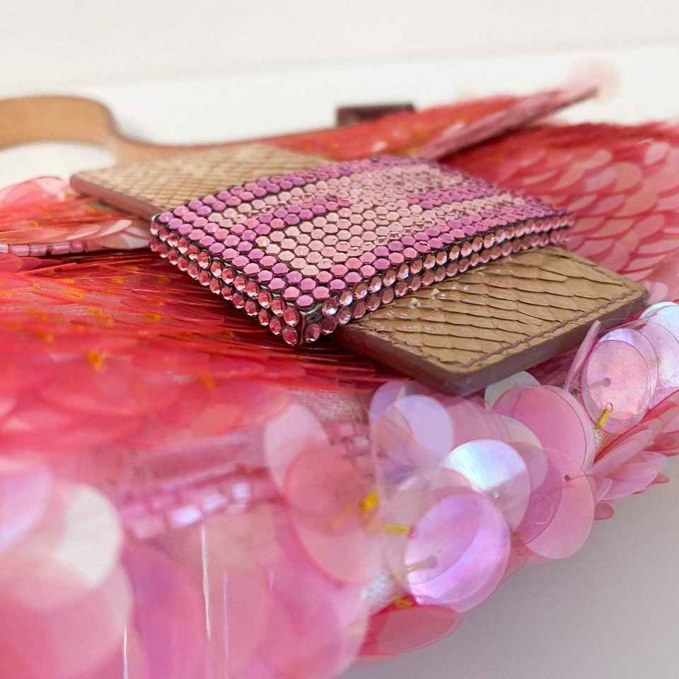 FENDI Rare Baguette Pink Sequin Rhinestone Hardware Shoulder Bag | eBay