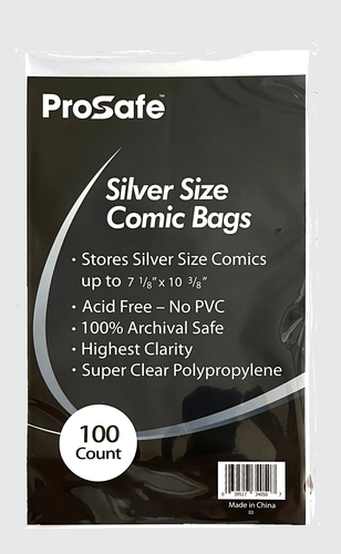 200 Comic Bags Sleeves Protections Silver Age Size Clear Comic Books ...
