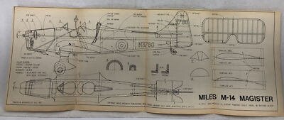 BLUEPRINTS / PLANS ONLY- Miles M-14 Magister RC Model Design 27.5 ...