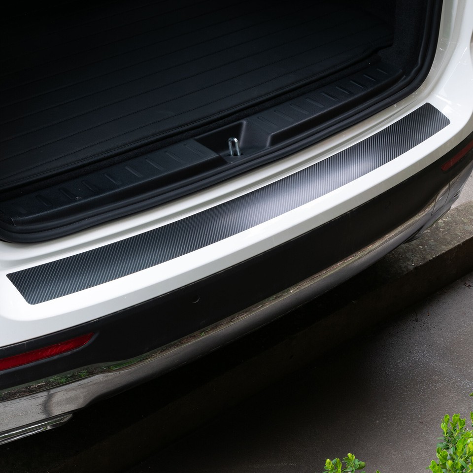 Car Rear Boot Bumper Sill Carbon Fiber Protector Plate Trim Strip Cover ...
