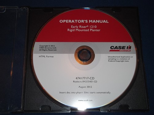 CASE EARLY RISER 1210 RIGID MOUNT PLANTER OPERATION & MAINTENANCE BOOK ...