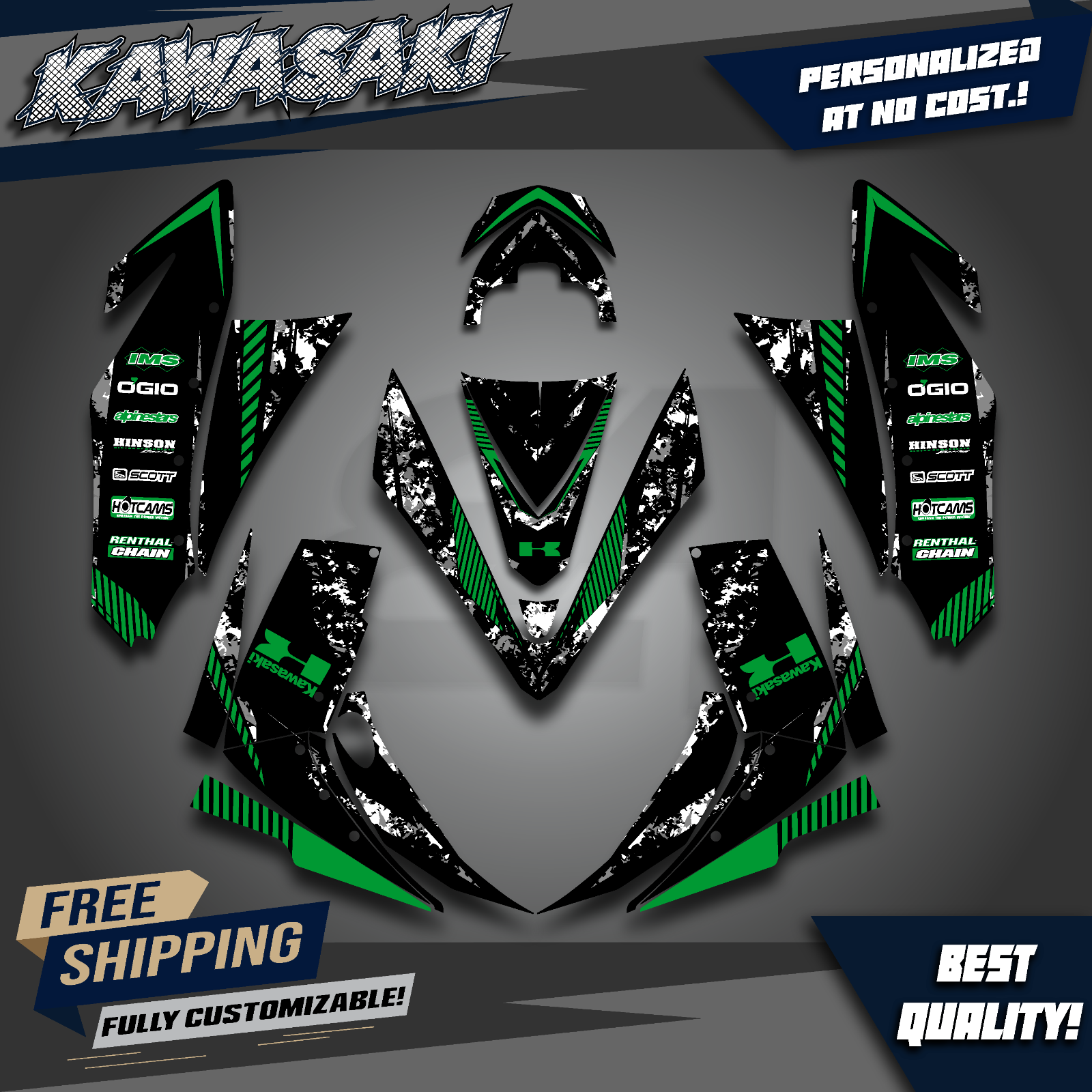 Graphics Kit for KAWASAKI KFX450R (2008-2014) 12mil/21mil | eBay