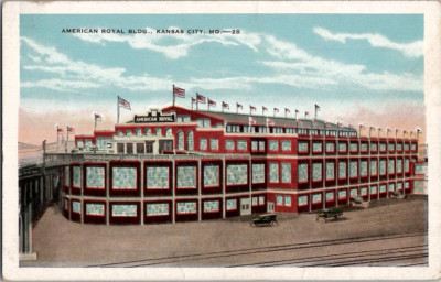 Vintage Postcard American Royal Building Kansas City MO 28 Flags Cars ...