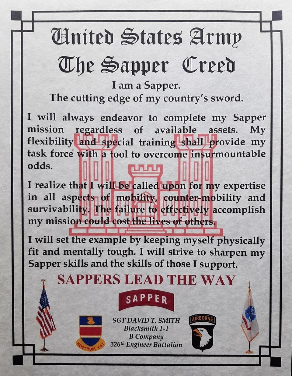 MC-NICE: ARMY Sapper Creed ALL UNITS PERSONALIZED | eBay