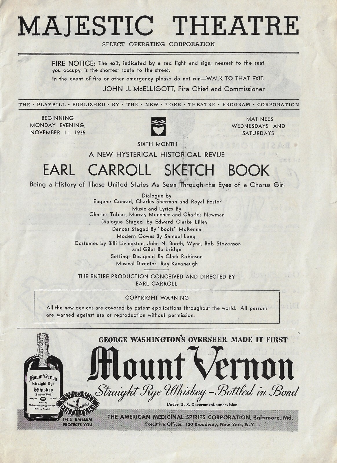 Ken Murray "EARL CARROLL'S SKETCH BOOK" Beryl Wallace 1935 Broadway ...